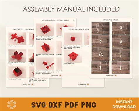 Graduation Cap Box Template Svg Dxf Pdf Png