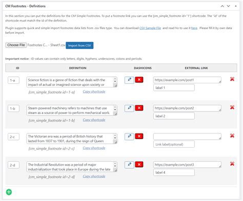 WordPress Footnotes CMF How To Import Footnotes From CSV File