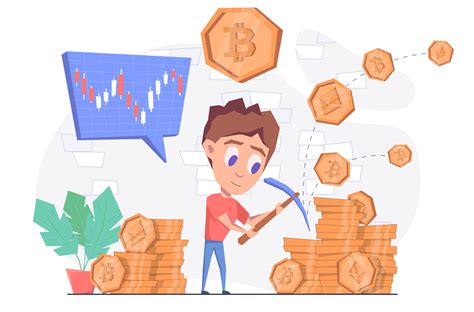 Cryptocurrency Mining A Man With A Pickaxe Mines Cryptocurrency