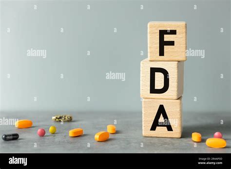 Fda Words On Wooden Blocks Beautiful Gray Background Business Concept Confirmation Of