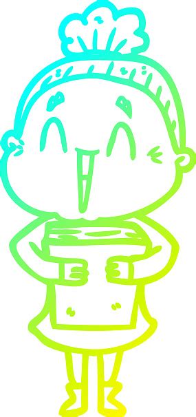 만화 행복한 노부인의 차가운 그라데이션 선 그리기 그라데이션에 대한 스톡 벡터 아트 및 기타 이미지 그라데이션 나이 낙서