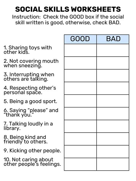 Free Printable Worksheets Social Skills Worksheets Hq