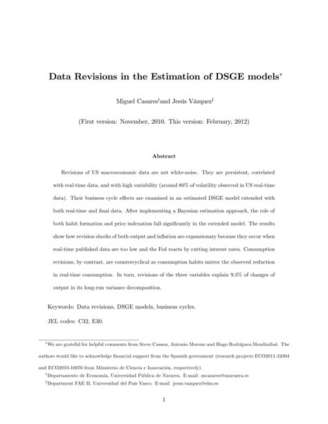 Pdf Data Revisions In The Estimation Of Dsge Models