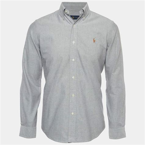 Polo Ralph Lauren Grey Cotton Button Down Full Sleeve Shirt S Polo