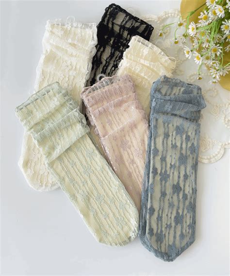 [1 1 당일출고]시스루 꽃 플라워 여름 메리제인 레이스 망사 펀칭 스타킹 양말 에이블리