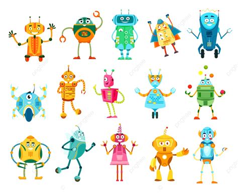 만화 로봇과 드로이드 캐릭터 세트 조수 귀엽다 Png 일러스트 및 벡터 에 대한 무료 다운로드 Pngtree