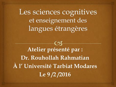 Pdf Les Sciences Cognitives Et Enseignement Des Langues étrangères