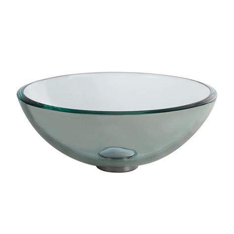 Kraus Clear Tempered Glass Vessel Round Bathroom Sink At