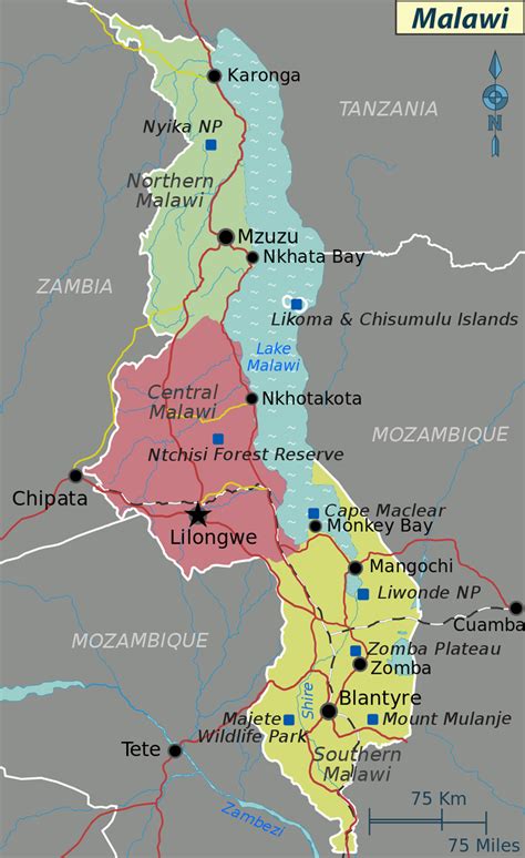 Large Regions Map Of Malawi Malawi Africa Mapsland Maps Of The