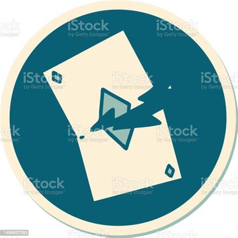 Stiker Tato Dengan Gaya Tradisional Kartu Robek Ilustrasi Stok Unduh