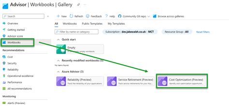 Azure Advisor Testing The Cost Optimization Workbook Public Preview