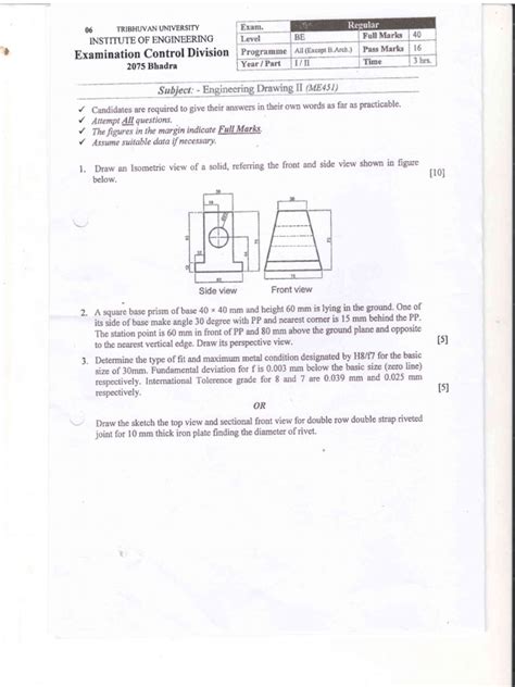 Engineering Drawing Ii Questions Pdf