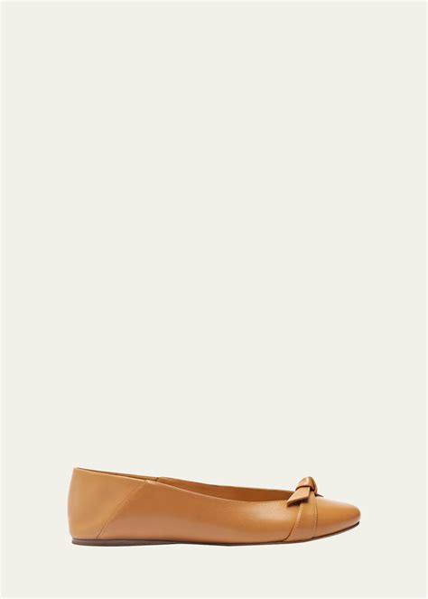 Alexandre Birman Clarita Leather Knot Ballerina Flats Bergdorf Goodman