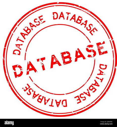 Grunge Red Database Word Round Rubber Seal Stamp On White Background