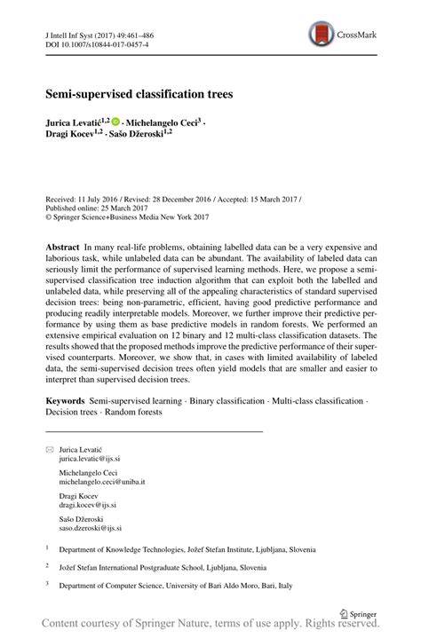 semi supervised classification trees request pdf