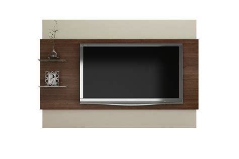 Painel Para TV Ate Polegadas Prateleiras Turim Valdemoveis Chocolate Off White MadeiraMadeira