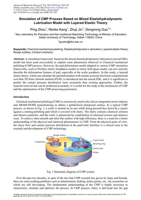 Pdf Simulation Of Cmp Process Based On Mixed Elastohydrodynamic Lubrication Model With Layered