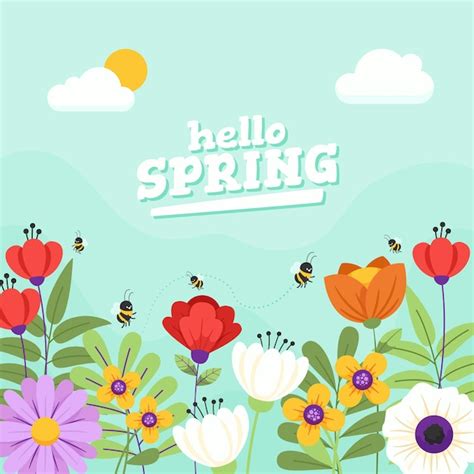 Ilustración De Primavera Floral Plana Vector Premium