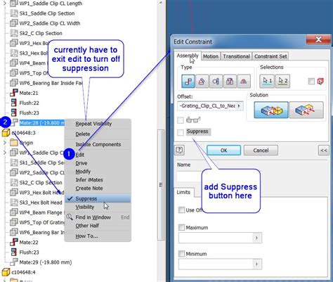 Edit Constraint Add Suppress Button Autodesk Community