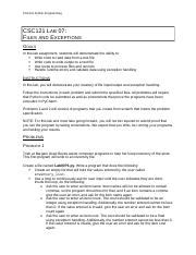FA21 CSC121 Lab07 1 Docx CSC121 Python Programming CSC121 LAB 07 FILES AND EXCEPTIONS GOALS