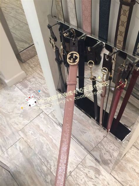 正品欧洲代购 Gucci 古奇 14春夏 漆皮淡粉 Gg扣 皮带 114874华艺时代商城