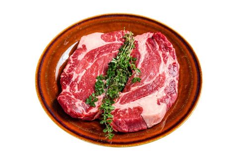 Raw Chuck Eye Roll Steaks Organic Beef Meat Isolated On White
