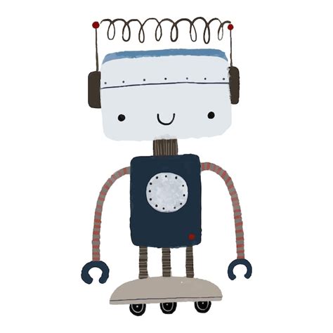 Premium Vector Funny Cartoon Robots Cyborg Smiling Characters In Flat