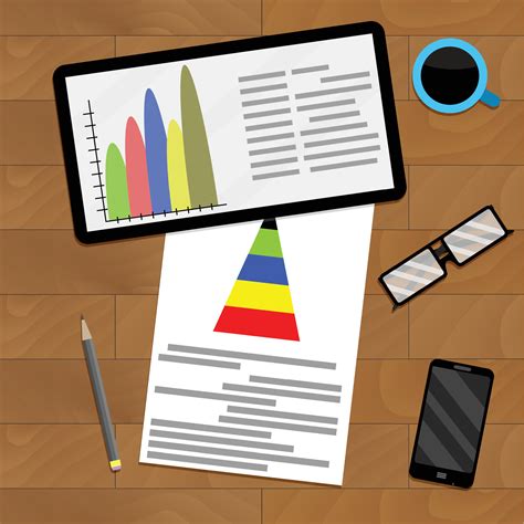Annual Statistical Analytics Vector Tablet With Diagramand Graphic