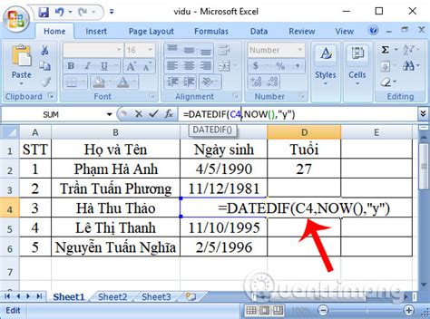 Calculation Of Age In Excel