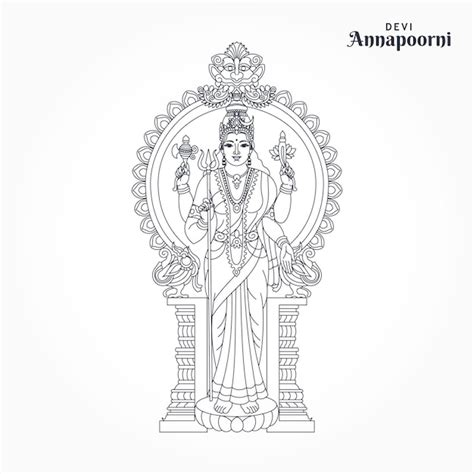 Premium Vector Goddess Of Food Annapurna Devi Lineart