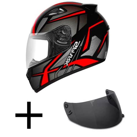 Capacete Ebf New Spark Spider Preto E Vermelho Mais Viseira Fumê