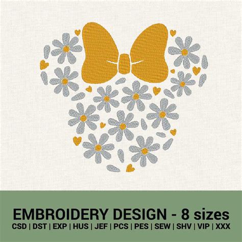 Minnie Mouse Daisy Pattern Machine Embroidery Design New