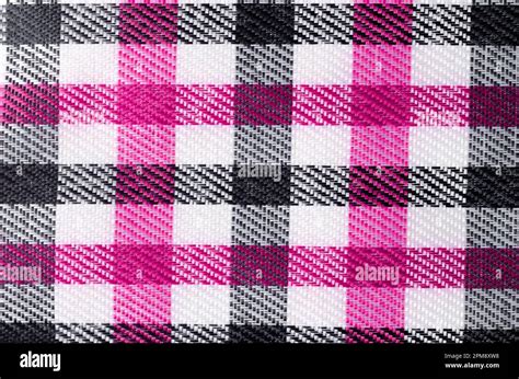 Pink And Black Color Gingham Pattern Fabric Texture As Background Pink