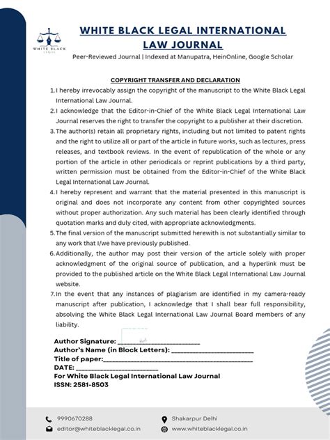 Copyright Transfer And Declaration Wbl Pdf Copyright