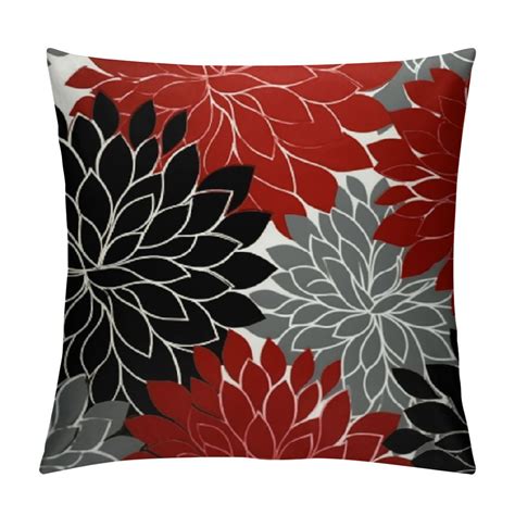 Comio Red Black Pillow Covers Summer Geometric Elegant Dahlia