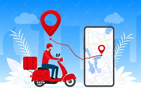 Premium Vector Online Delivery Courier Service Delivery Fast Money Map Tracking Scooter Vector
