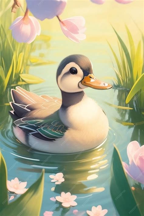 Premium Ai Image Illustration Of A Cute Mallard Duck Quacking Gleefully