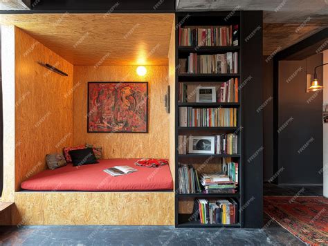 Cozy Reading Nook With Builtin Bookshelf Premium Ai Generated Image