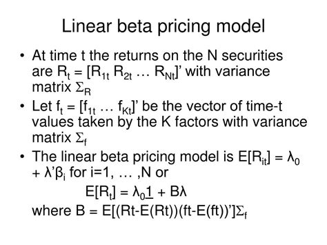 Ppt Linear Beta Pricing Models Cross Sectional Regression Tests