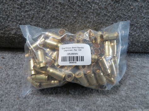 New Bag Of 100 Pieces Graf Brass In 8mm Nambu Caliber Unprimed
