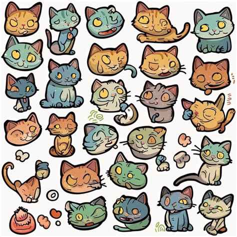 Premium Ai Image Cat Sticker Illustration