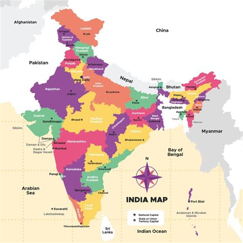 India Map With Surrounding Borders 21836347 Vector Art At Vecteezy