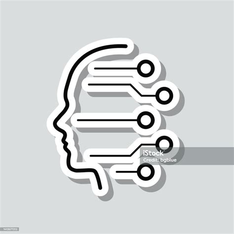 Visage Humain Et Carte De Circuit Imprimé Autocollant Dicône Sur Fond