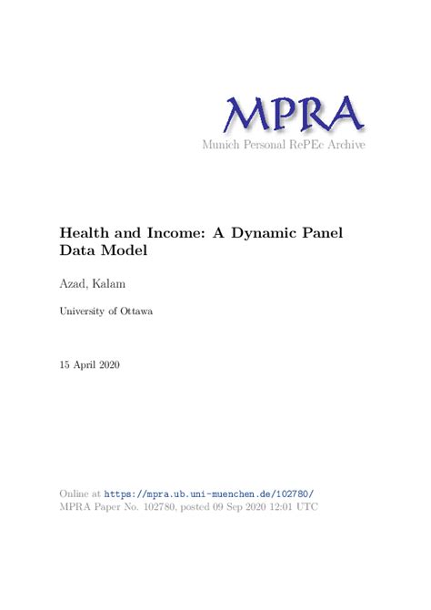 pdf health and income a dynamic panel data model