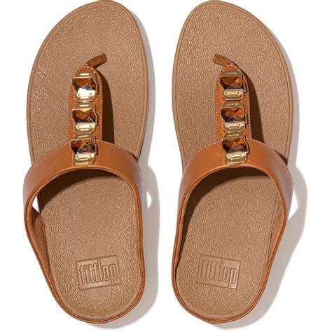 Fitflop Fino Crystal Lock Flip Flops Brown Dressinn
