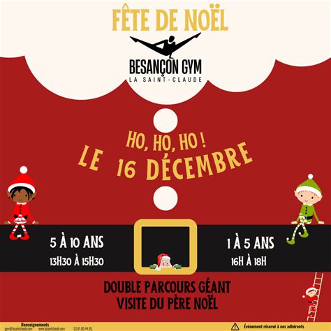 Fête de Noël le 16 Décembre BESANÇON GYM la Saint Claude