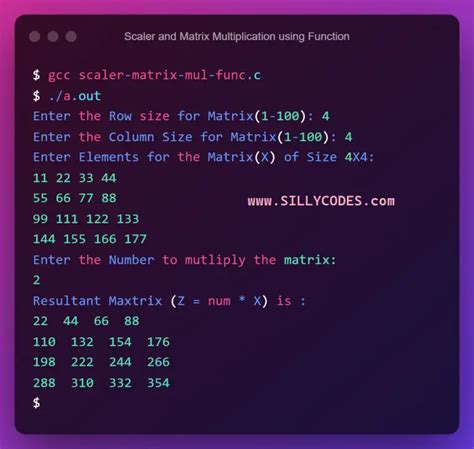 Matrix Scalar Multiplication In C Language Sillycodes