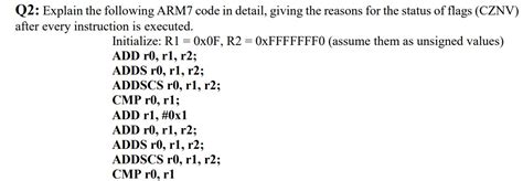 Solved Q Explain The Following Arm Code In Detail Giving Chegg
