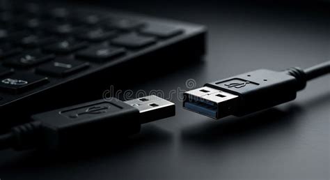 Connecting Usb Cables To A Keyboard Port For Data Transfer Setup Stock