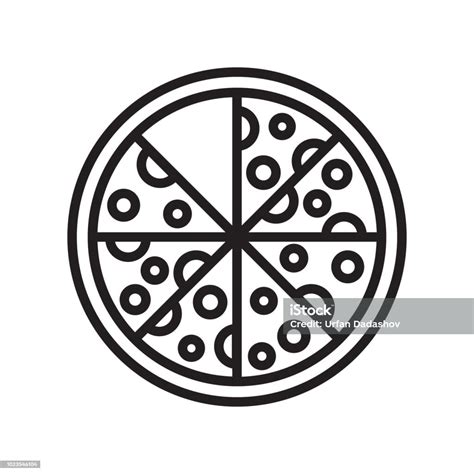 比薩圓形圖標向量符號和符號在白色背景下分離 比薩餅徽標概念向量圖形及更多一片圖片 一片 午餐 卡通 Istock